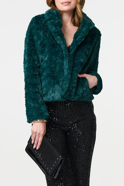 Faux Fur Collared Cropped Jacket – Stella Morgan