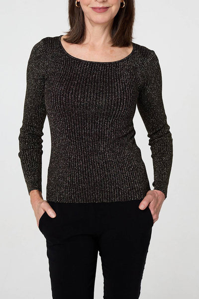 Sparkle Textured Long Sleeve Fitted Top – Stella Morgan